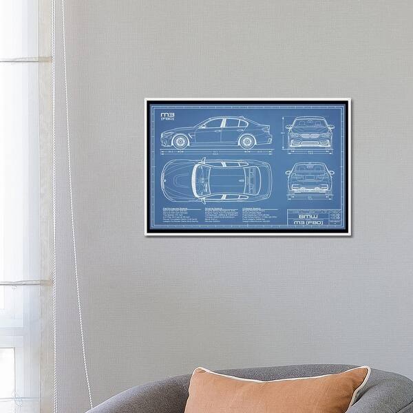 iCanvas "BMW M3 (F80) Blueprint" by Action Blueprints Framed Canvas ...