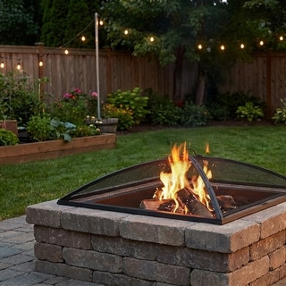 Sunnydaze Square Outdoor Fire Pit Spark Screen - 31" Square - Bed Bath ...