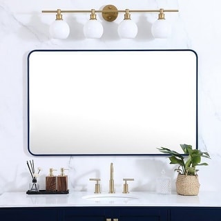 30"x48" Soft Corner Metal Rectangular Mirror Blue - Bed Bath & Beyond ...