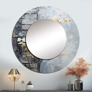 Designart "Minimalist Granite Grape Leaves" Leaves Living Room Mirror ...