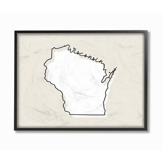 Stupell Wisconsin Home State Map Neutral Print Design,11x14, Design By ...