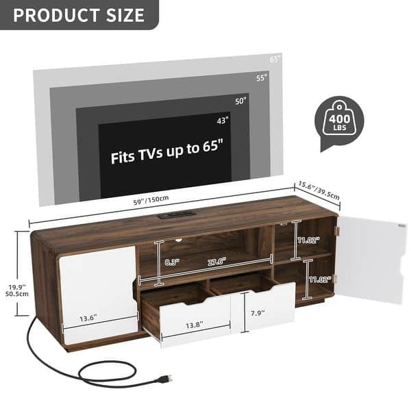 Moasis 59-Inch TV Stand Media Console Entertainment Center with Drawers ...