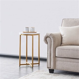 MDF Side Table with Golden Frame X-Shaped Base - Bed Bath & Beyond ...