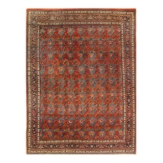 Antique Bidjar Lamb's Wool Rust and Navy Rug 8' x 11' - 8' x 11' - Bed ...