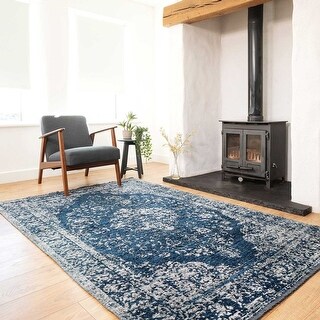 Kukoon Navy Reversible Medallion Living Area Rug - Bed Bath & Beyond ...