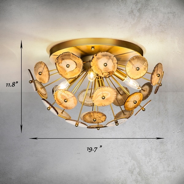 CraftHome 4-Light Mid-Century Modern Agate Stone Sputnik Flush Mount ...