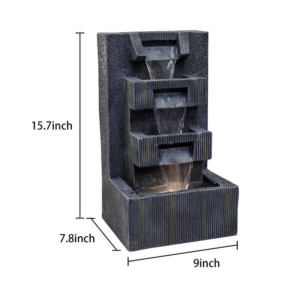 Modern Indoor Tabletop Water Fountain w/Lights - 15.7-inch H Fountain ...