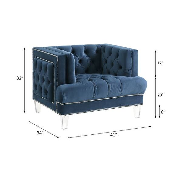 ACME Ansario Recessed Arm Tufted Accent Chair in Blue - Bed Bath ...