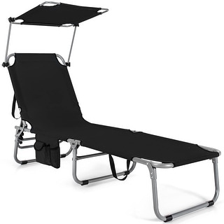 -Position Folding Chaise Lounge Adjustable Tanning Chair with 360 ...