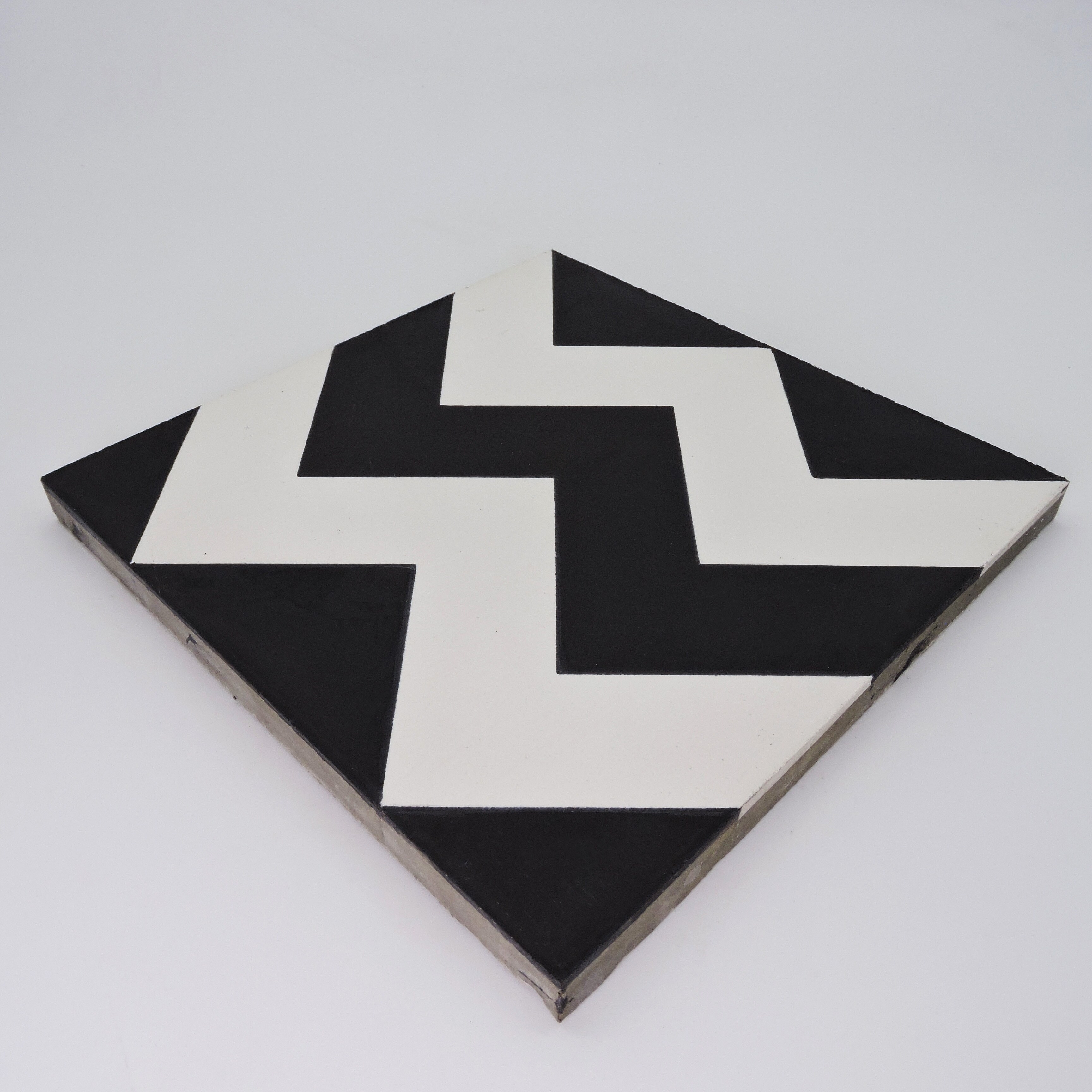 Handmade Jerada in Black and White Tile, Pack of 12 (Morocco Handmade Jerada in Black and White Tile, Pack of 12 (Morocco