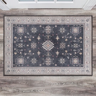 Traditional Distressed Machine Washable Area Rug - On Sale - Bed Bath ...