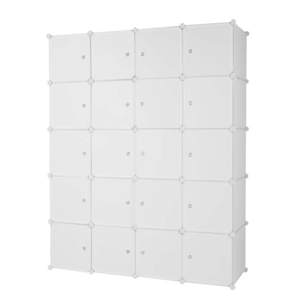 Stackable 20 Cube Organizer Storage Shelves with Hanging Rod - 55.2" x ...