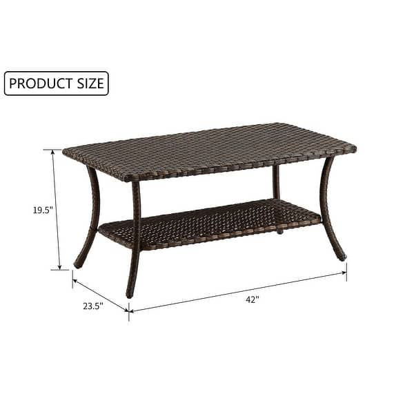 Outdoor Wicker Coffee Table, Patio Rattan Coffee Table - Bed Bath ...