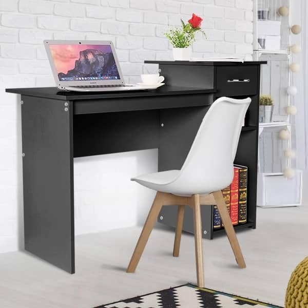 PC Study Table 43 Inch Computer Desk CPU Storage Shelves Drawer Bedroom ...