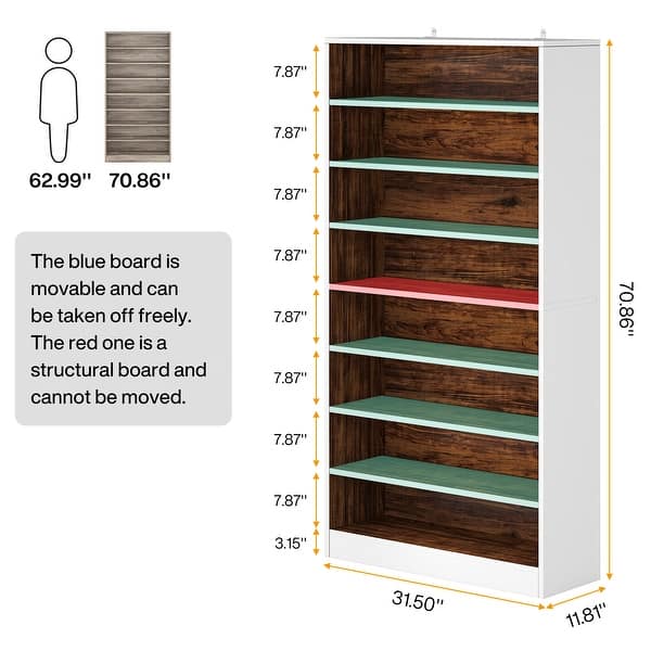9 Tiers Tall Shoe Storage Rack Cabinet with Open Shelf for Entryway ...