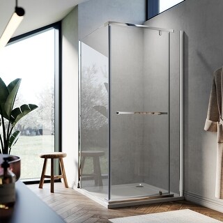 Elegant Corner Entry Enclosure in Sliding Shower Doors Enclosure 34 in. W x 34 in. L x 72 in. H ...