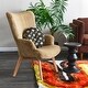 Napster Fuzzy Plush Upholstery Wingback Arm Chair with Solid Wood Legs ...