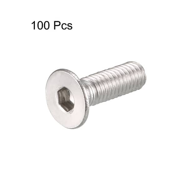 M3x10mm 304 Stainless Steel Hex Socket Countersunk Flat Head Screw Bolts 100PCS - Silver Tone ...