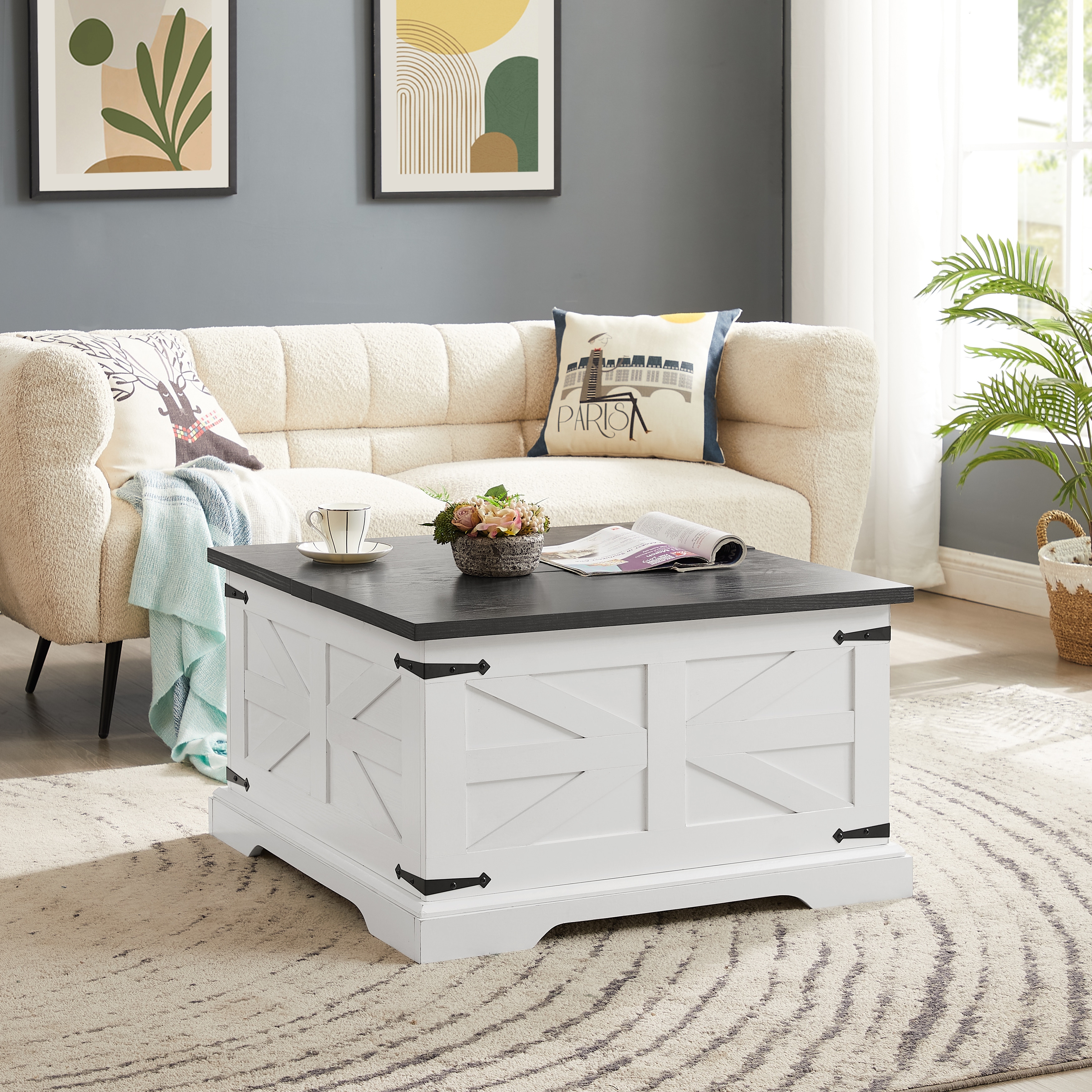 Coffee Table Square Wood Table with Hidden Storage Barn design Center Table Rustic Cocktail Table with Hinged Lift Top Bed Bath Beyond 41186130