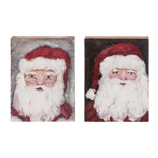 Hand Painted Santa Block Decor Set of 2 Tabletop Signs - Bed Bath ...