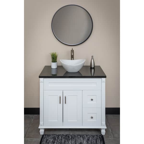 Eden Bath Small Stone Canoe Sink - Honed Guanxi White Marble - Bed Bath ...