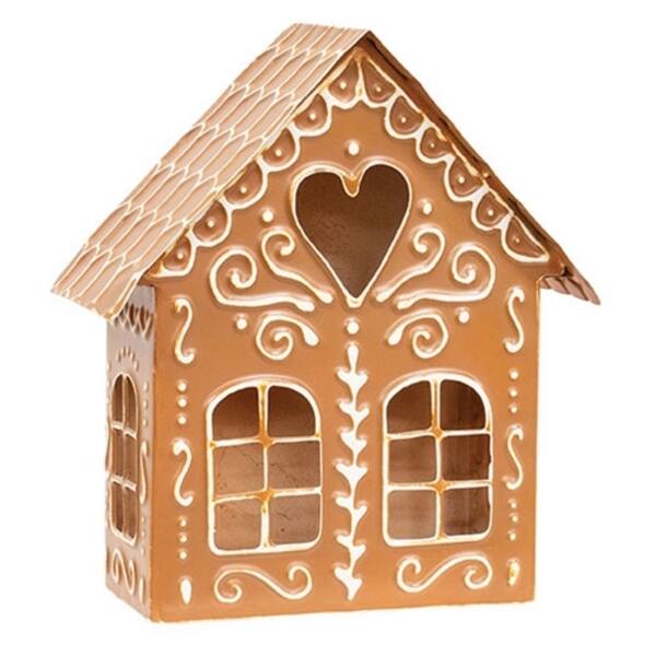 Metal Gingerbread House Christmas Luminary with Cutout Windows and ...