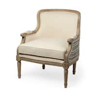 Savannah Modern Hard Carved Linen Cream Accent Chair - Bed Bath ...