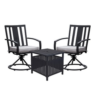 3 Piece Outdoor Wicker Patio Bistro Set with Patio Swivel Rocker Chair ...