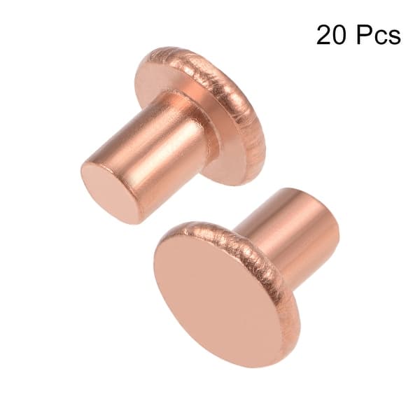 20 Pcs 15/64" x 5/16" Flat Head Copper Solid Rivets Fasteners - Copper ...