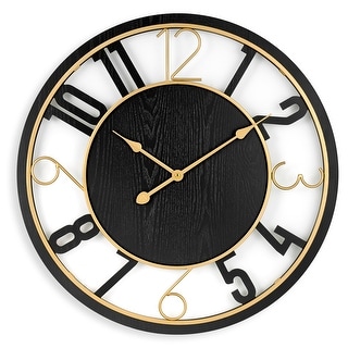 Sorbus Large 24" Decorative Round Wooden Analog Modern Wall Clock ...