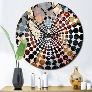 Designart " Cubic Mosaic Marble tiles VI" Gold Abstract Marble Clocks ...