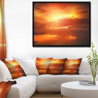 Designart "Yellow Sunset above Clouds" Oversized Beach Framed Canvas ...