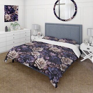 Designart "Shadowed Blossoms Moody Patterns III" Beige Cottage Bedding ...