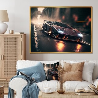 Designart "Red Italian Lambo Sports Car Racing In Urban Setting III ...