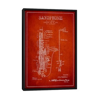 iCanvas "Saxophone Red Patent Blueprint" by Aged Pixel Framed - Bed ...