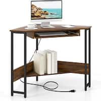 Triangle Computer Desk with Power Outlets - On Sale - Bed Bath & Beyond ...