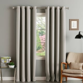 HLC.me Lattice Flocked 100% Complete Blackout Thermal Insulated Window Curtain Grommet Panels ...