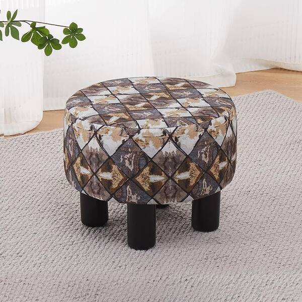 Round Footrest Stool Upholstered Step Stool Sofa Stool - Diamond - Bed ...