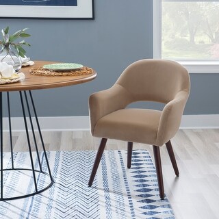 Upholstered Dining Chair, Camel Velvet with Espresso Legs - Bed Bath ...
