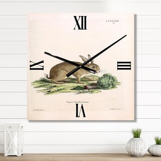 Designart 'Vintage Rabbits In Earth Tones' Farmhouse Wall Clock Decor ...