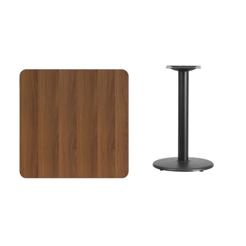 30'' Square Laminate Table Top with 18'' Round Table Height Base - 30"W ...