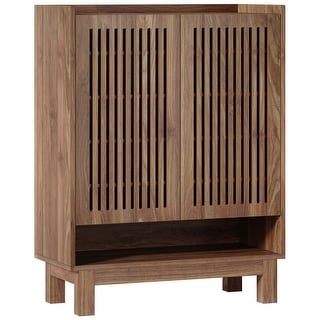 Farmhouse Wood Shoe Cabinet with Ventilated Doors for Entryway - Bed ...