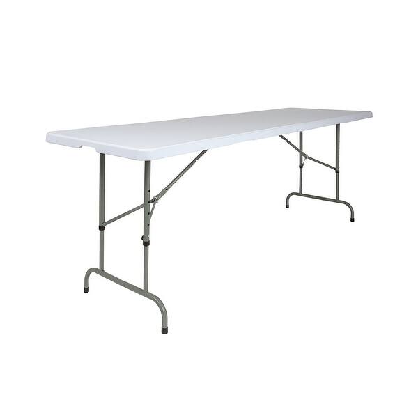 Offex 30''W x 96''L Height Adjustable Granite White Plastic Rectangular Folding Table - Bed Bath ...