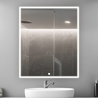 AQUADOM Edge 24" Led Lighted Mirror for Bathroom with Defogger, Touch ...