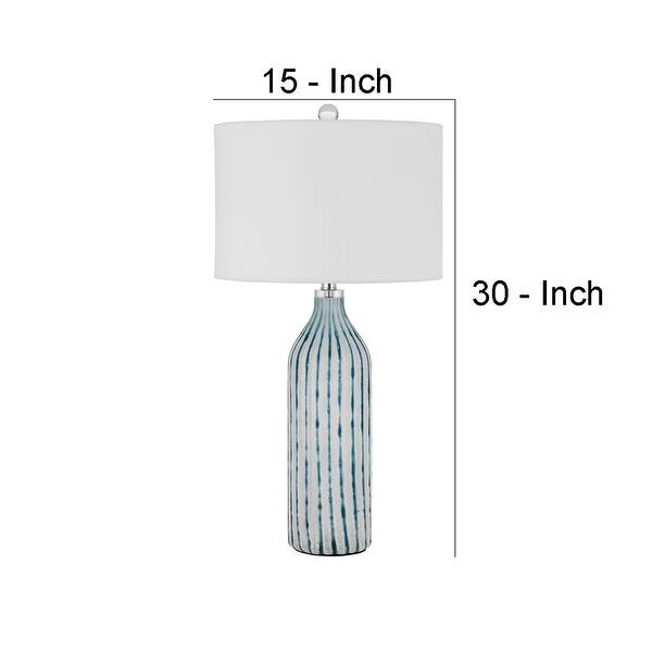 30 Inch Glass Table Lamp, Striped Bottle Base, Dimmer, Blue - Bed Bath ...