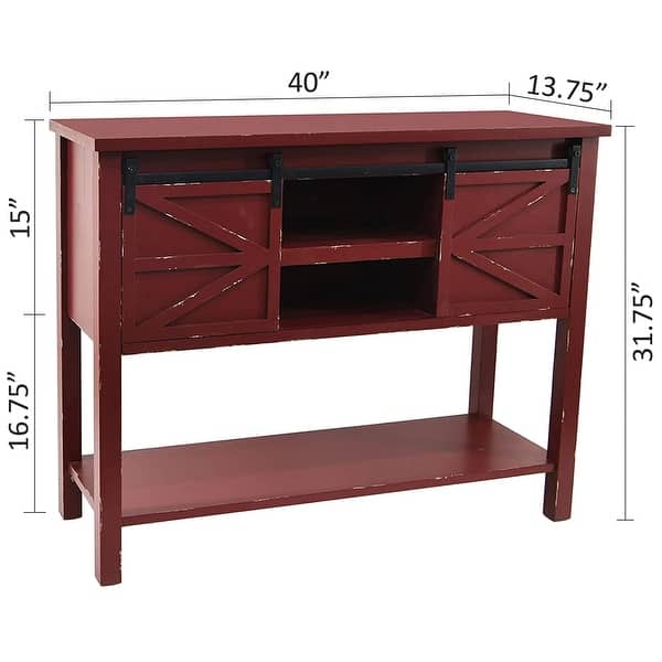 Antique Farmhouse Console Table with Sliding Barn Doors and Bottom ...