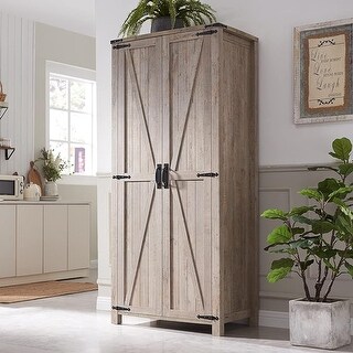 Farmhouse Armoire Cabinet with 2 Barn Doors and Shelve for Bedroom ...