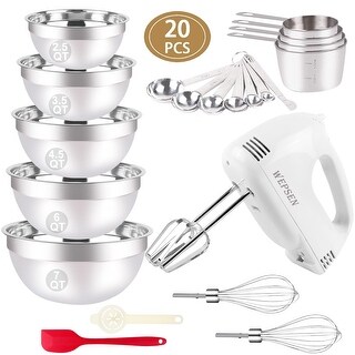 Electric Hand Mixer with Mixing Bowls Set, Hand Mixers for Kitchen, 5 ...