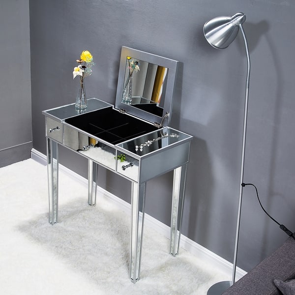 FCH Flip Glass Mirrored Makeup Table With Drawer - Bed Bath & Beyond ...