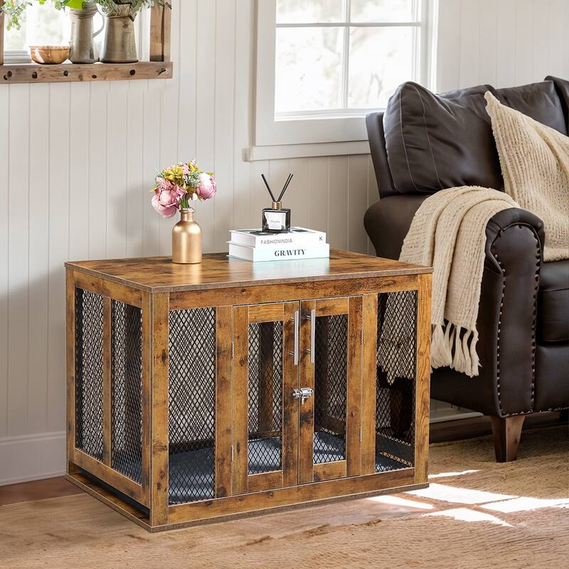 Indoor Aesthetic Puppy Kennel Pet House Furniture Dog Cage with Door ...